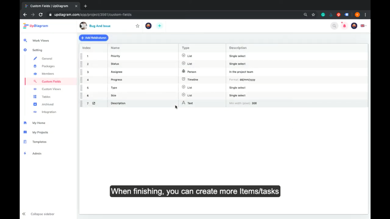 Set Up Custom Fields UpDiagram Short Guide Video Updiagram